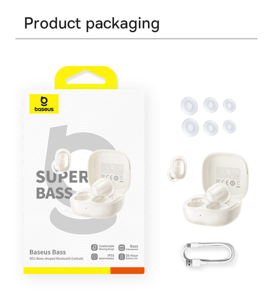 Baseus Bass BD1 Wireless Earbuds Bluetooth 5.4 Mini Earphone IP55 ...