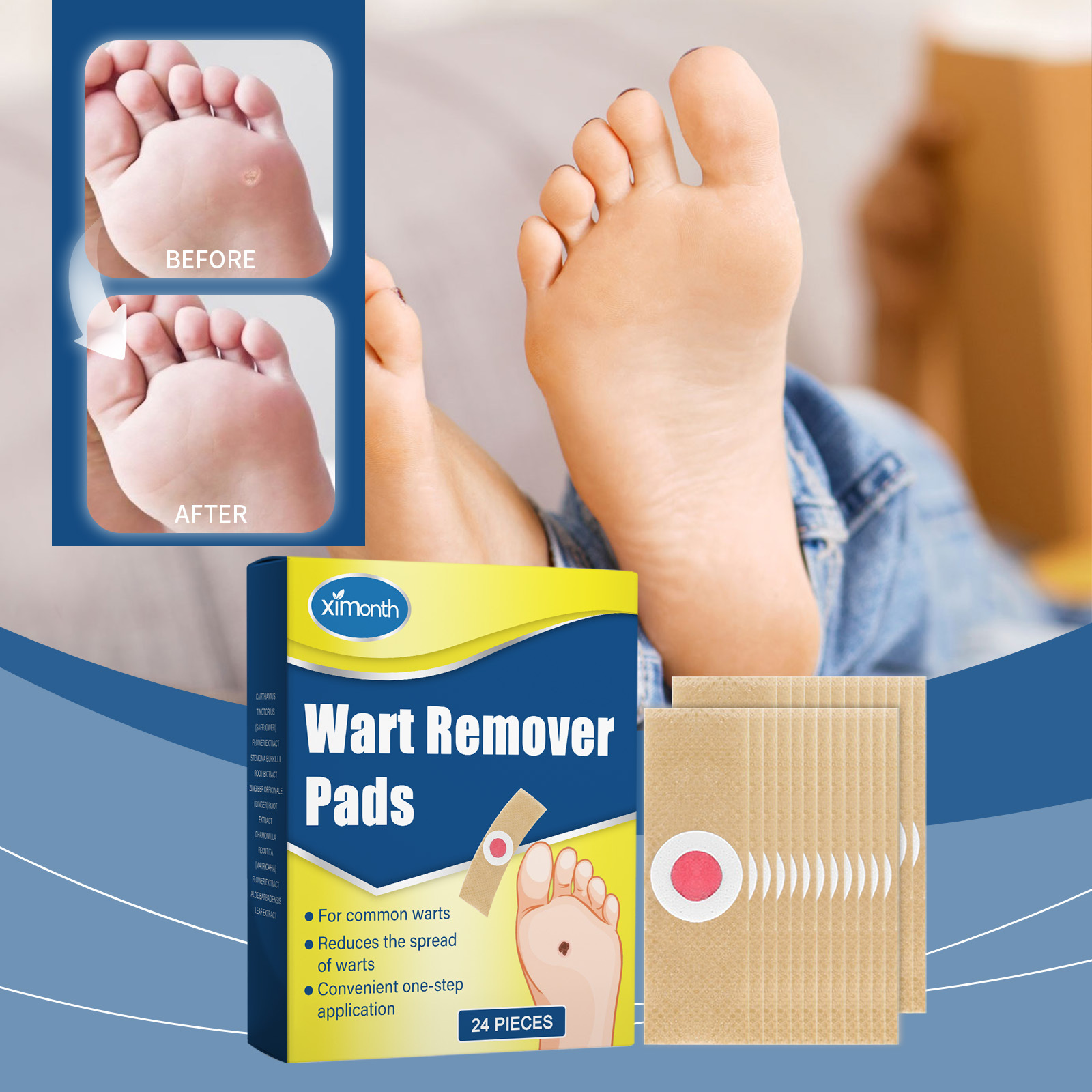 New 24pcs Plantar Wart Remover Pads Wart Remover Band Aids For Plantar