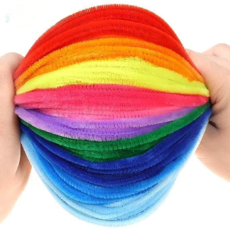 100PCS Fuzzy Wire Chenille Stem Handmade DIY Toys Making Art Material ...