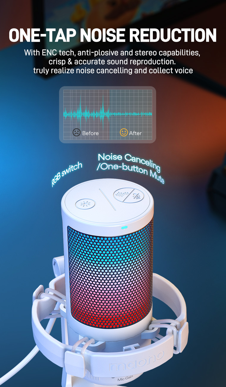 Maono DGM20/DGM20S USB Microphone RGB Gaming Mic Condenser Mic Noise ...