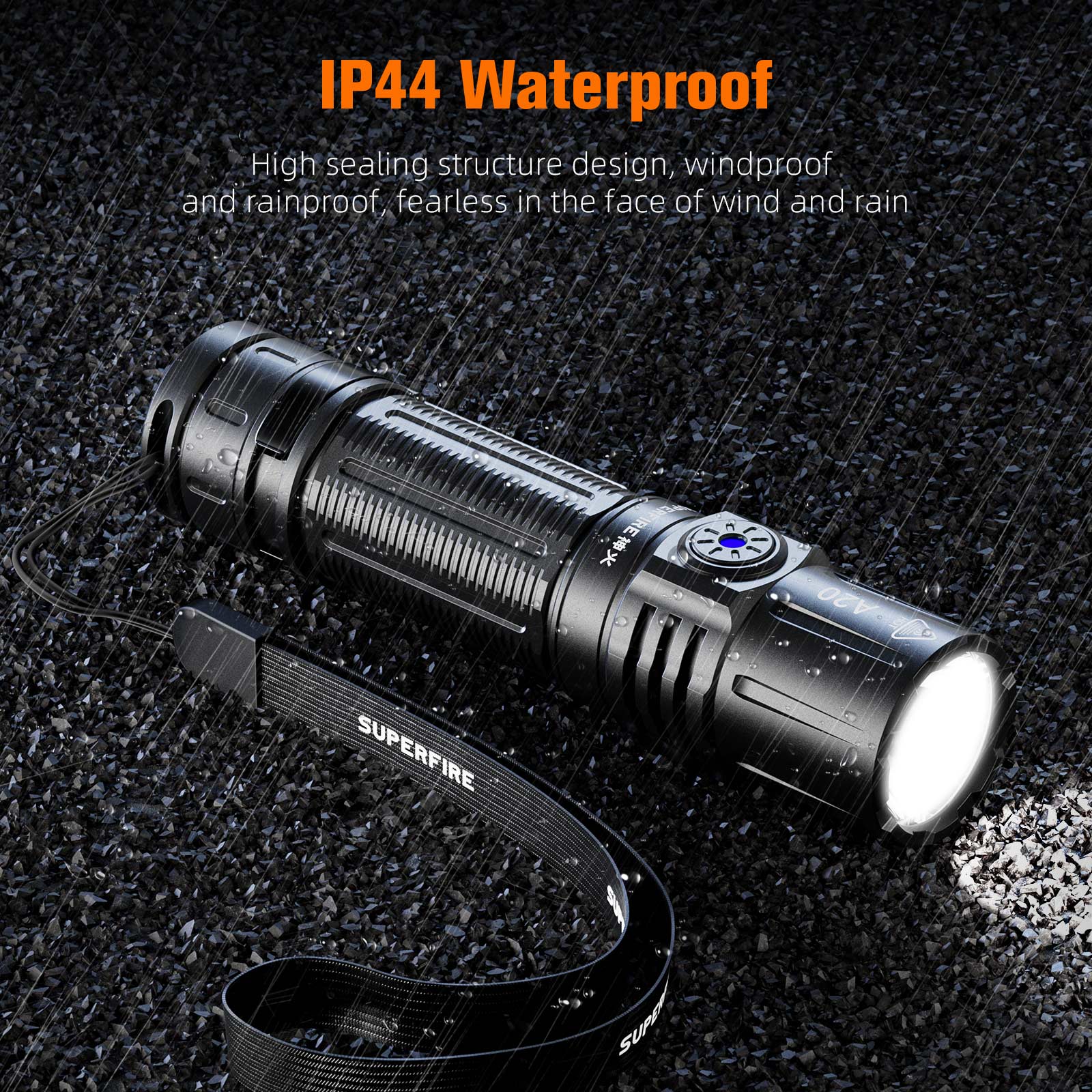 SUPERFIRE A20 20W Flashlight High-power Super Bright Type-C Rechargeble ...