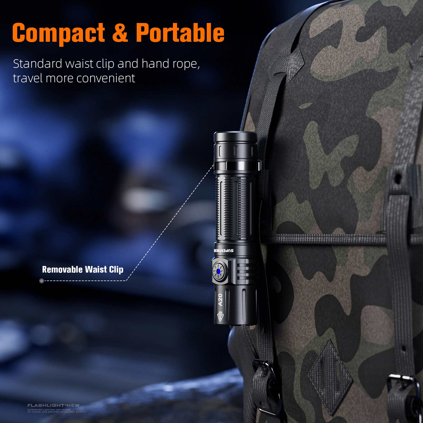 SUPERFIRE A20 20W Flashlight High-power Super Bright Type-C Rechargeble ...