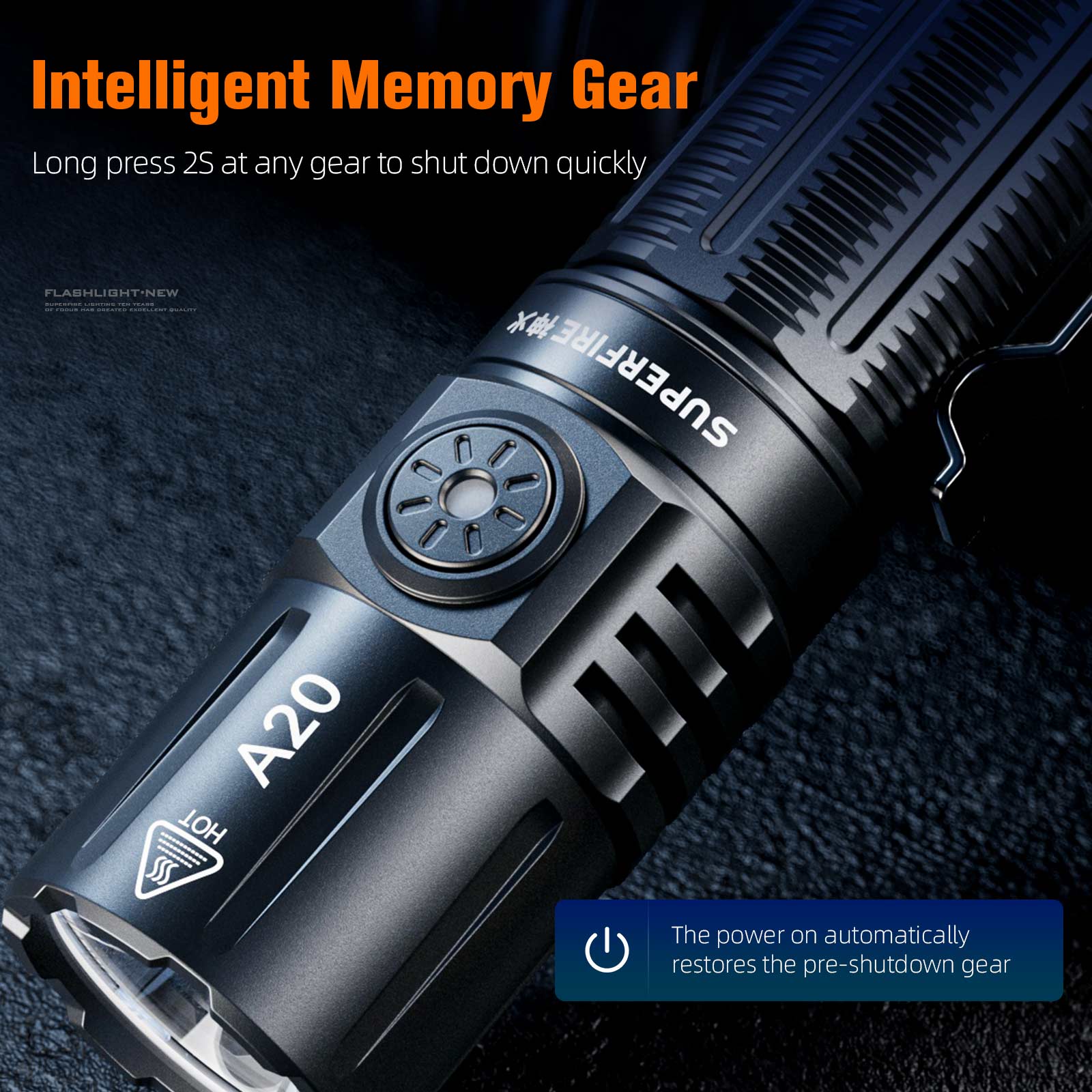 SUPERFIRE A20 20W Flashlight High-power Super Bright Type-C Rechargeble ...