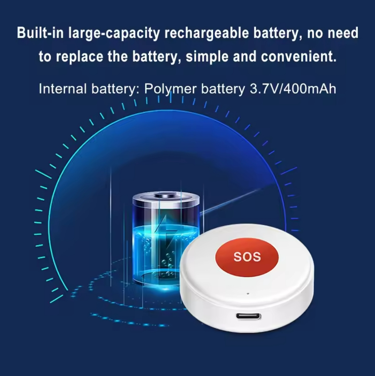 Tuya WiFi SOS Panic Call Button Smart Life APP Rechargeable Battery One ...