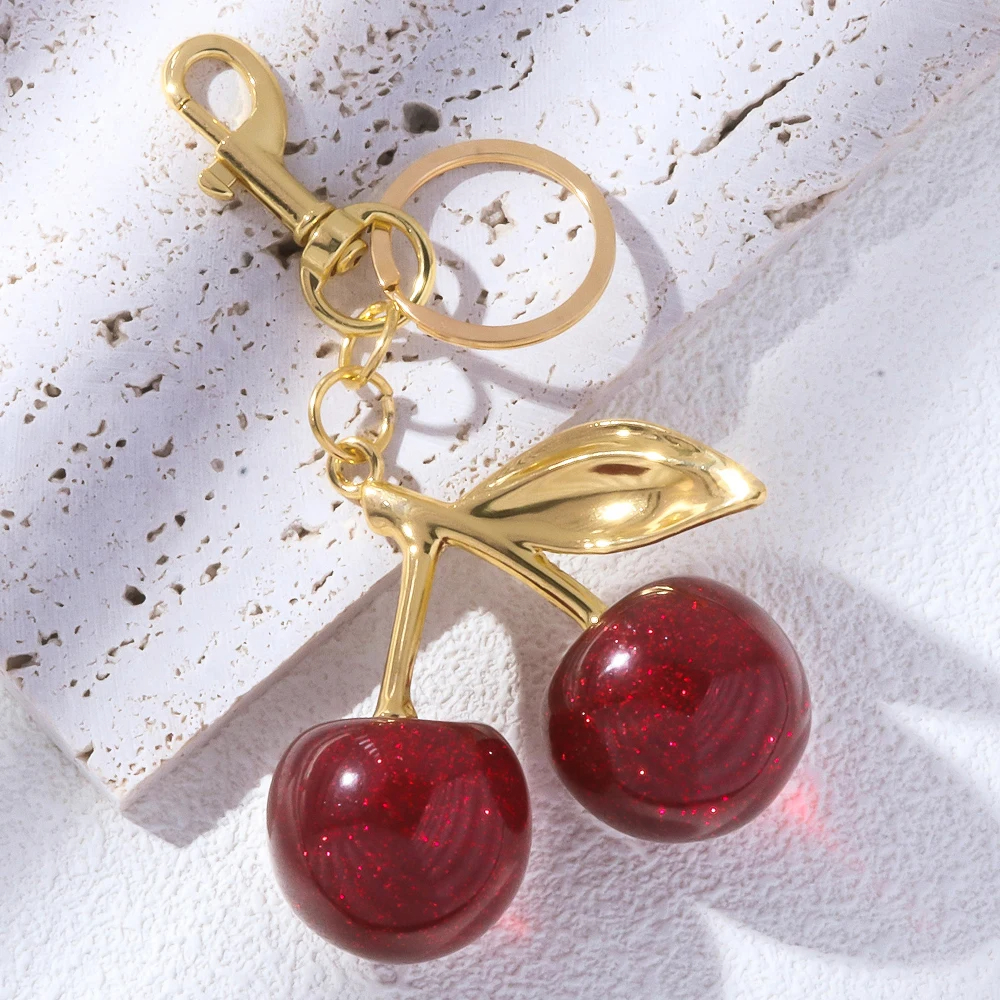 Fashion Cherry Luxury Keychain, Creative Women'S Keyring with ...