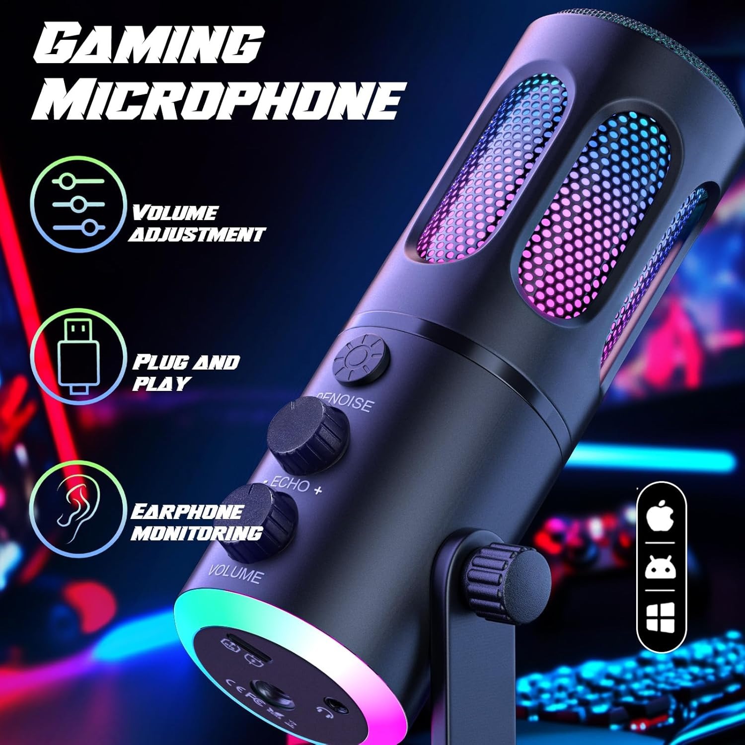 Kusky M01 USB Condenser Microphone with Smart NoiseReduction for ...