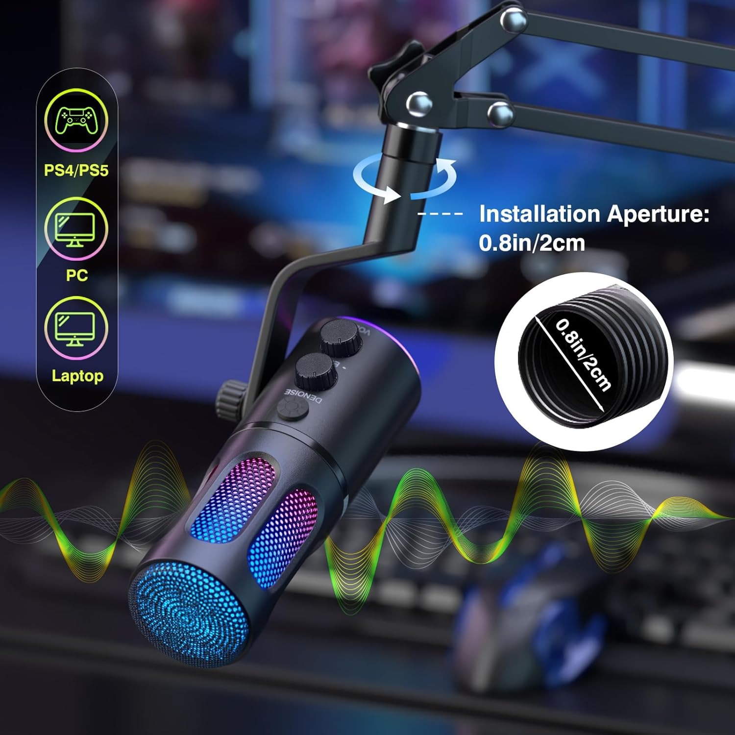 Kusky M01 USB Condenser Microphone with Smart NoiseReduction for ...