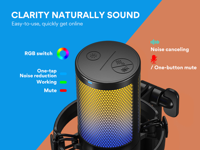 Maono DGM20/DGM20S USB Microphone RGB Gaming Mic Condenser Mic Noise ...