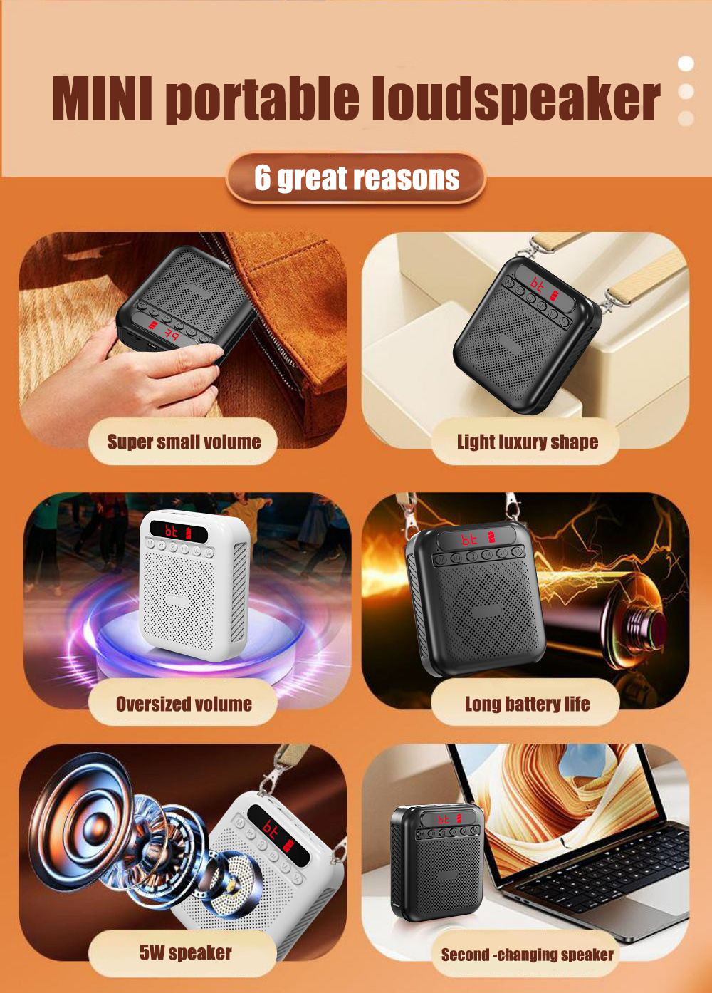 【Extremely loud】Portable Voice Amplifier Lapel Microphone Teacher ...
