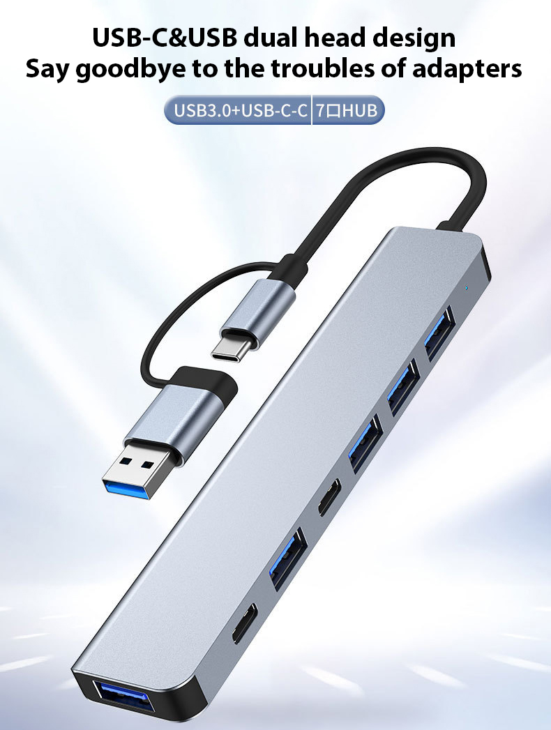 Multi Interface Hub USB/Type-C Dual Head 7-IN-2 4-IN-2 Extender for ...