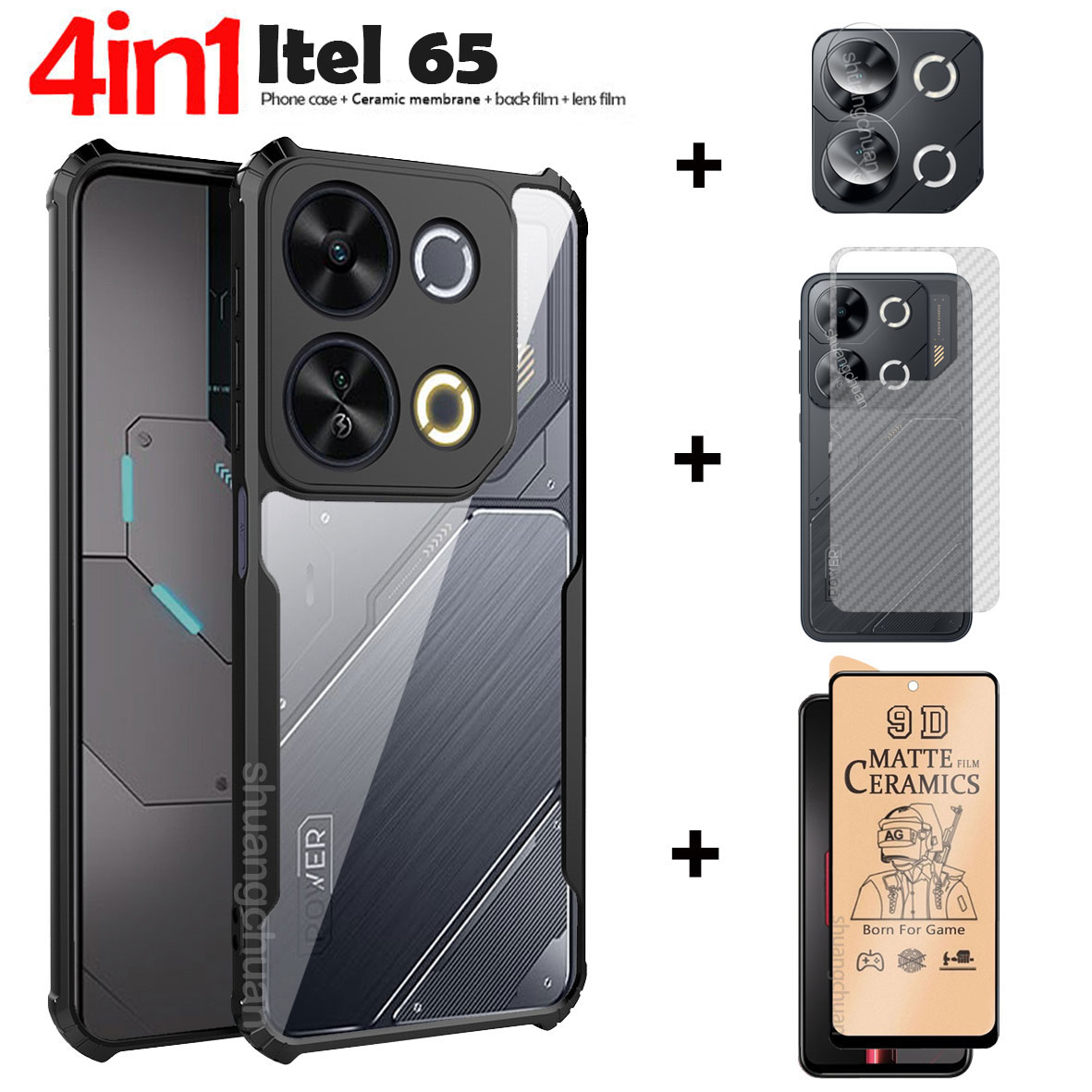 4in1 for itel P65 Shockproof Phone Case itel P65 HD Galaxy series oil ...