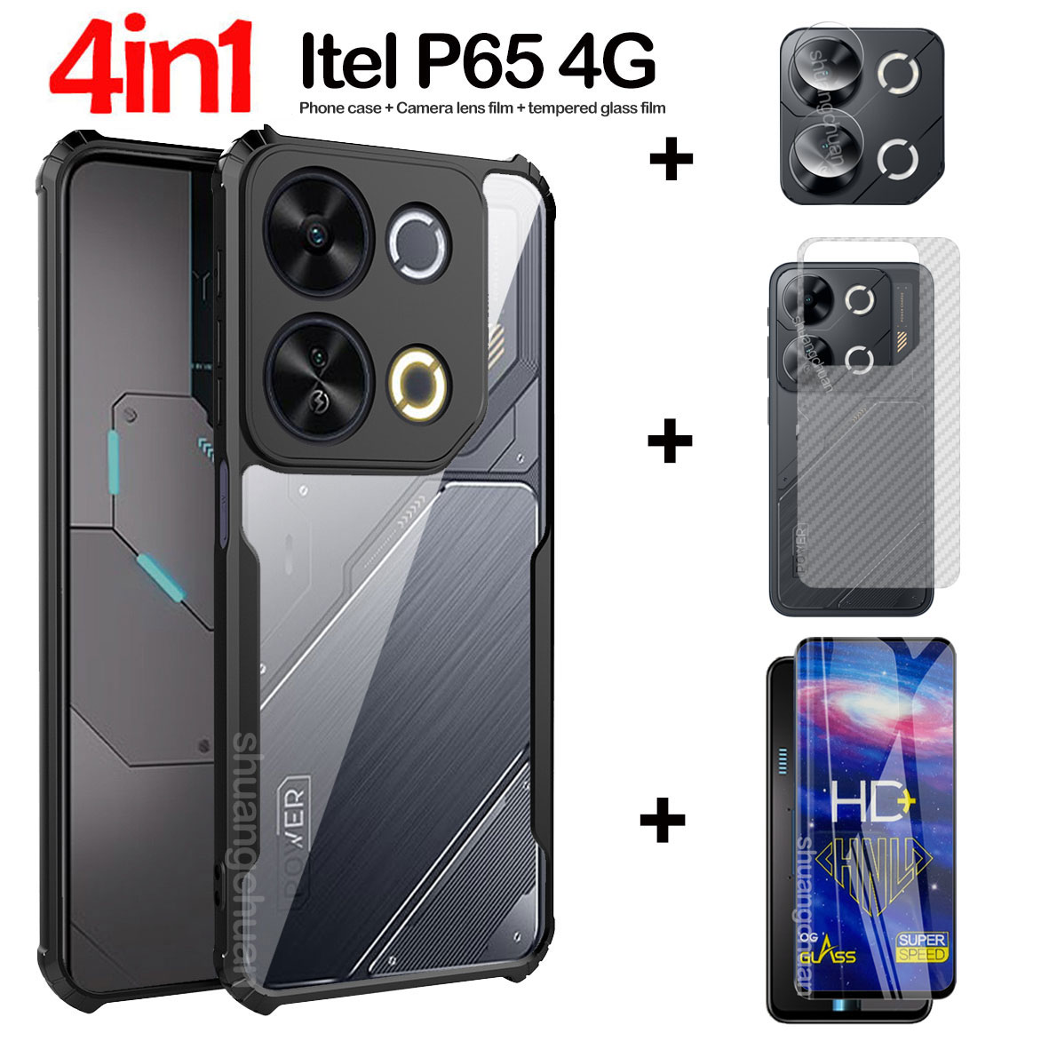 4in1 for itel P65 Shockproof Phone Case itel P65 HD Galaxy series oil ...