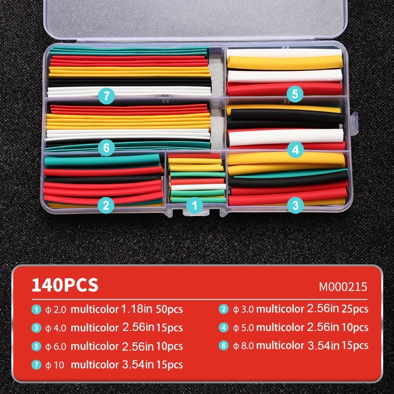140PCS Heat Shrink Tubing, 7 Size Electrical Wire Cable Wrap Assortment ...