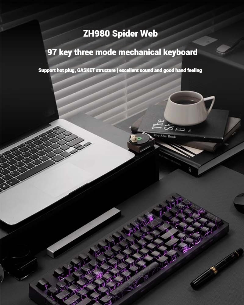 Zornher ZH980 Spider web Wireless three mode mechanical keyboard ...