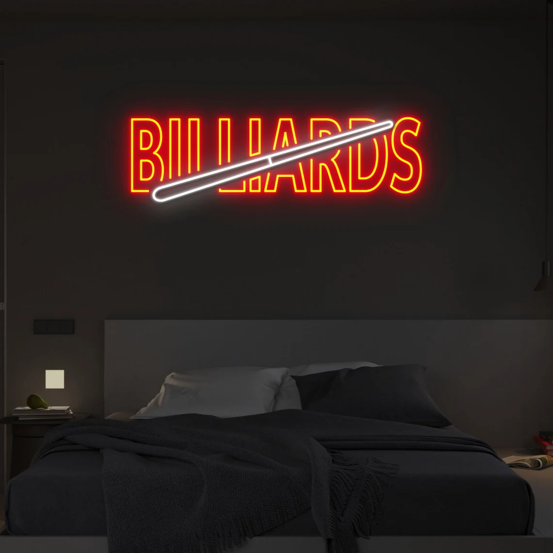 Billiards Led Sign, Billiards Neon Sign Light, Wall Decor, 8 Ball Neon ...