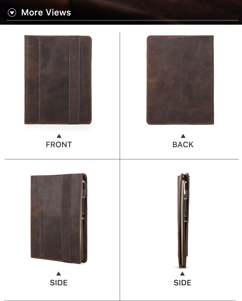 Genuine Leather A5 A4 Notebook Cover Retro Business Portfolio with 6 ...