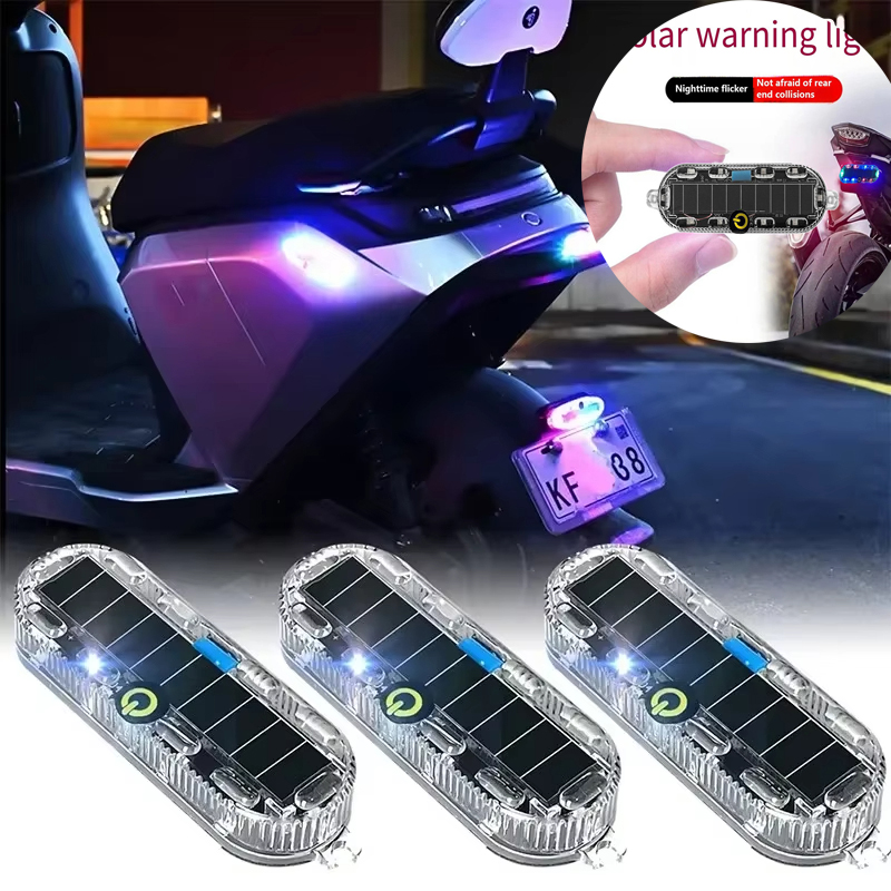 Solar Charging Mini Warning Taillights LED Motorcycle Tail Lights Anti ...