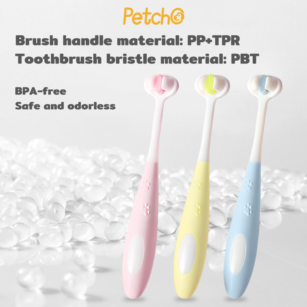 Petcho Pet Toothbrush 360 Degree 3-Sided Brush Head Cleans Gentle On ...