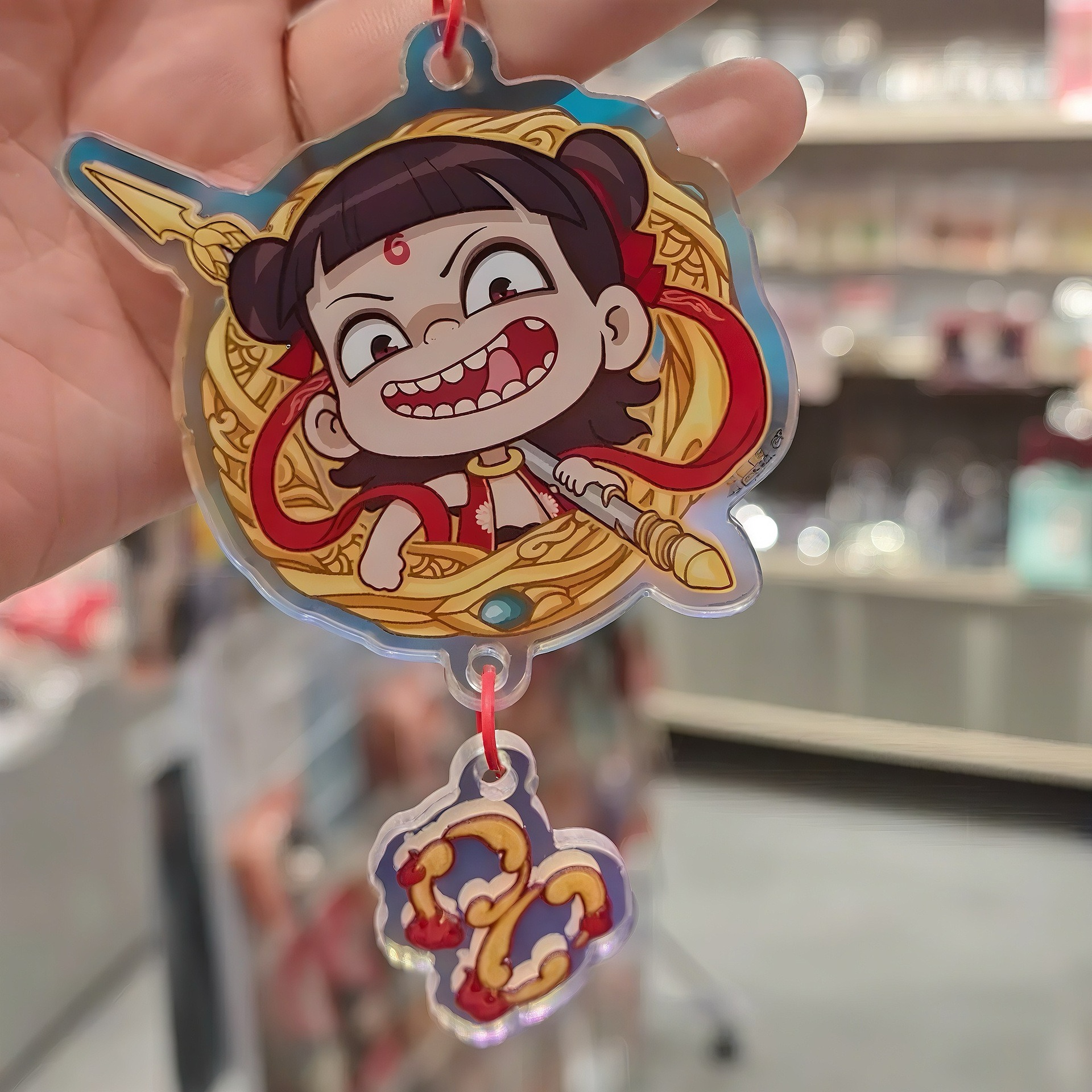 Nezha devil children make sea cartoon laser key chain animation acrylic ...