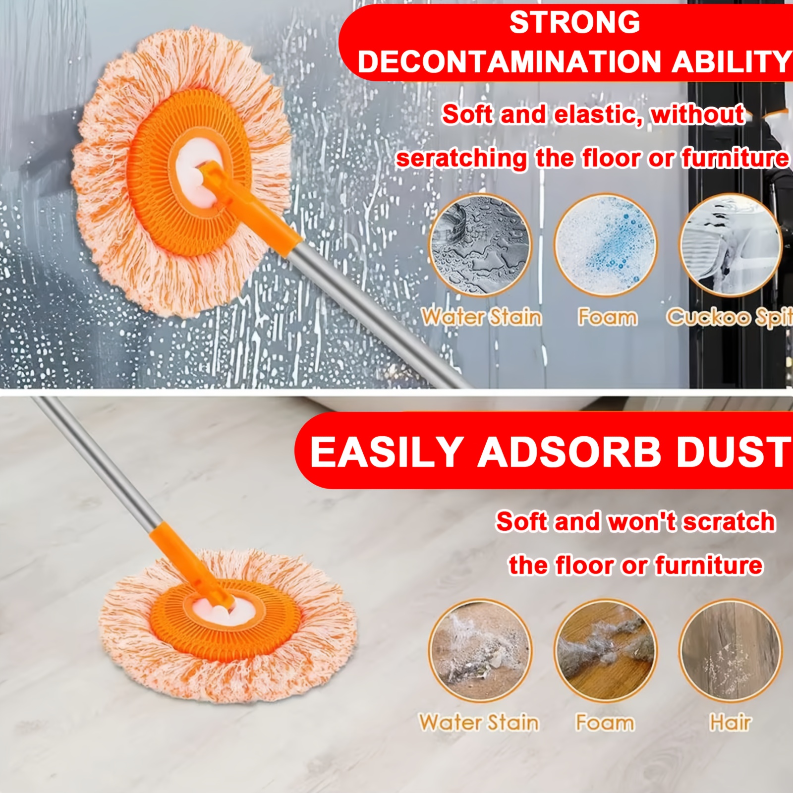 1PC Sunflower telescopic mop is a household cleaning tool for cleaning ...