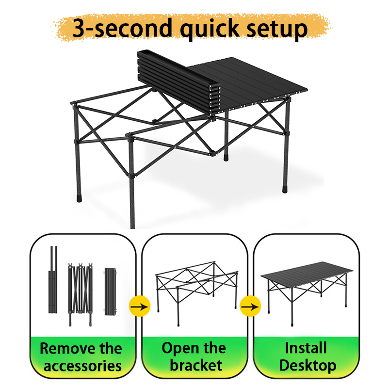 Camping Table Multi-Function Outdoor Foldable Aluminum Picnic Table ...