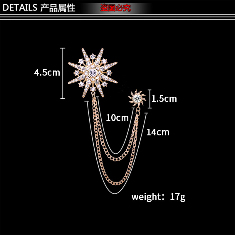 Chain Tassel Star Brooch Men's Jacket Suit Corset Collar Snowflake Pin ...
