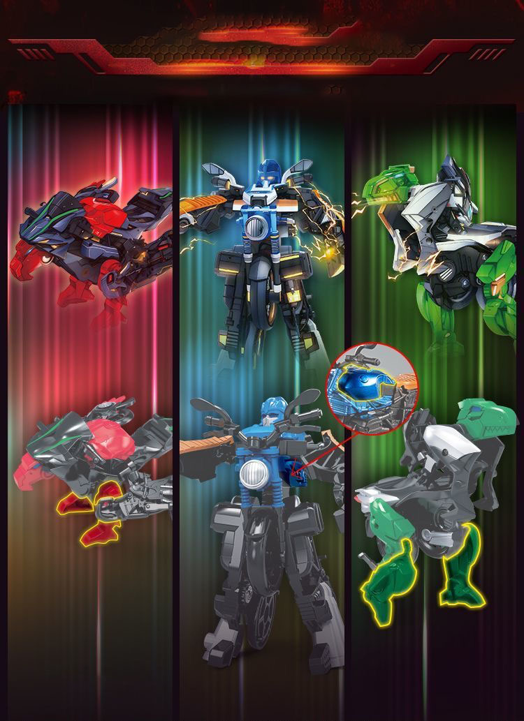 Transforming motorcycle robot alloy version car model children's toy ...