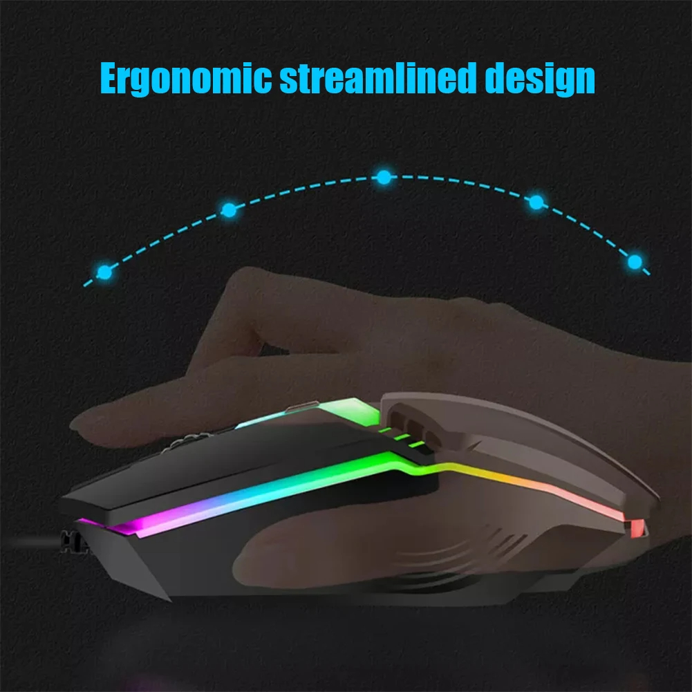 1600DPI USB Wired Gaming Mouse LED Colorful Glowing Ergonomic ...