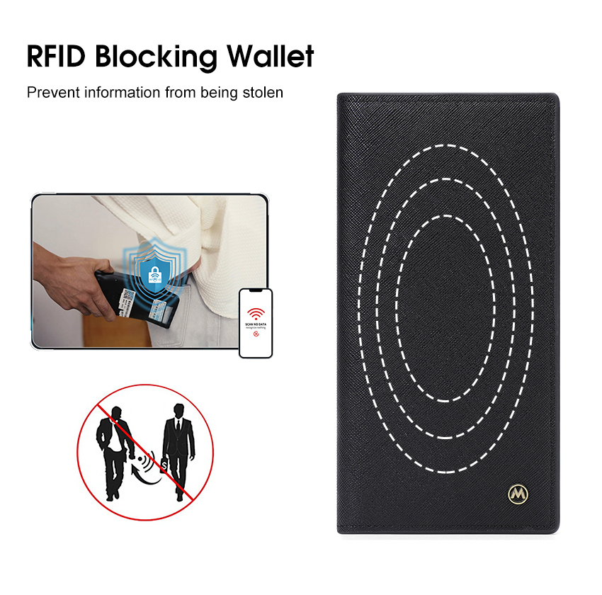 AUOTE RFID Block Long Wallet Retro Long Wallet Coin Bag Soft PU Wallet ...