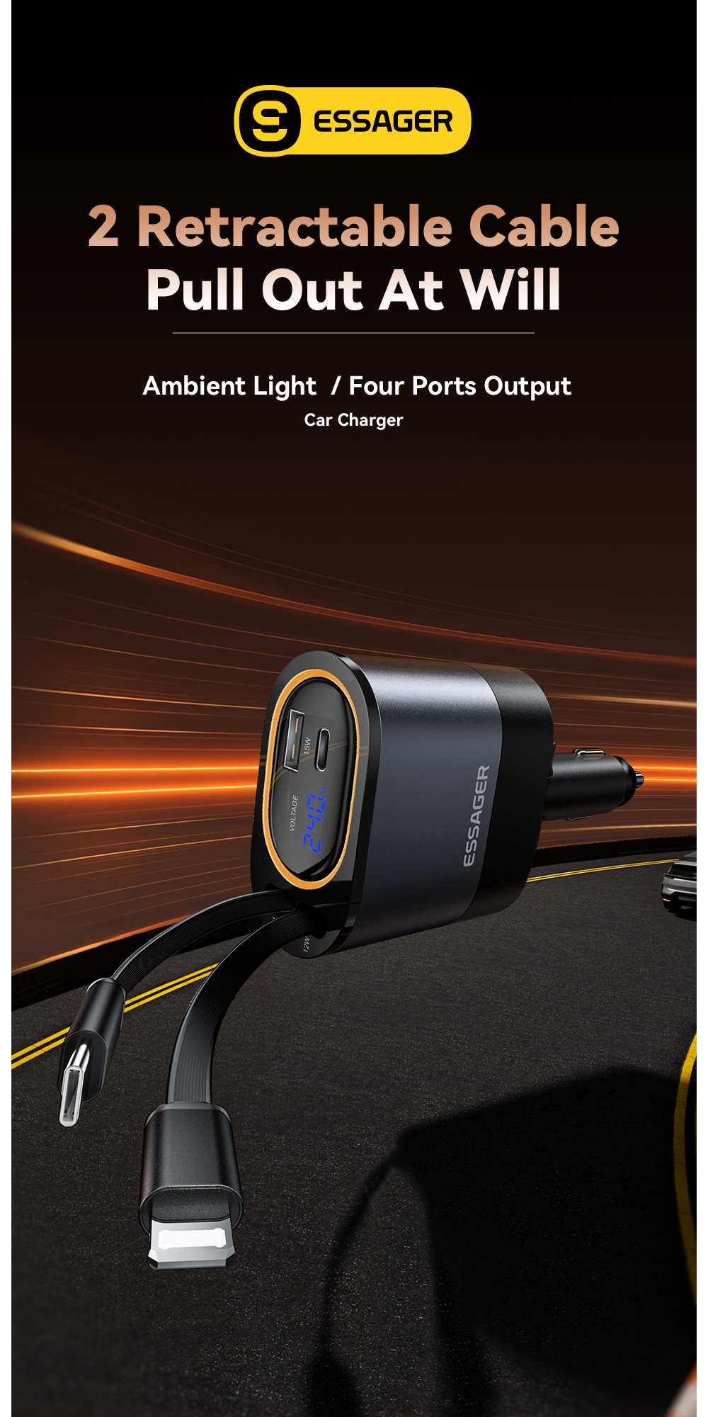 ESSAGER 45W Fast Charging Dual USB-C & USB-A Car Charger with ...