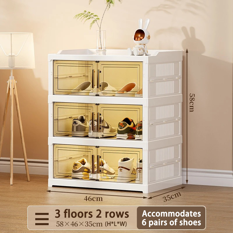 【FM-95】Transparent foldable shoe box free of installation Light luxury ...