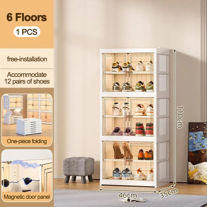 【FM-95】Transparent foldable shoe box free of installation Light luxury ...