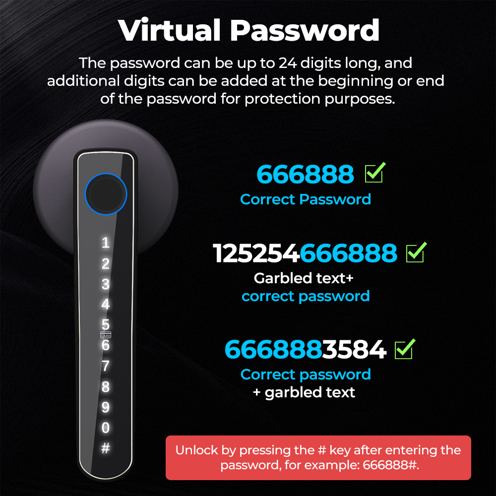 SMATRUL Tuya Smart Bluetooth Lock Fingerprint Recognition IC Card Password Key 5 Unlocking ...