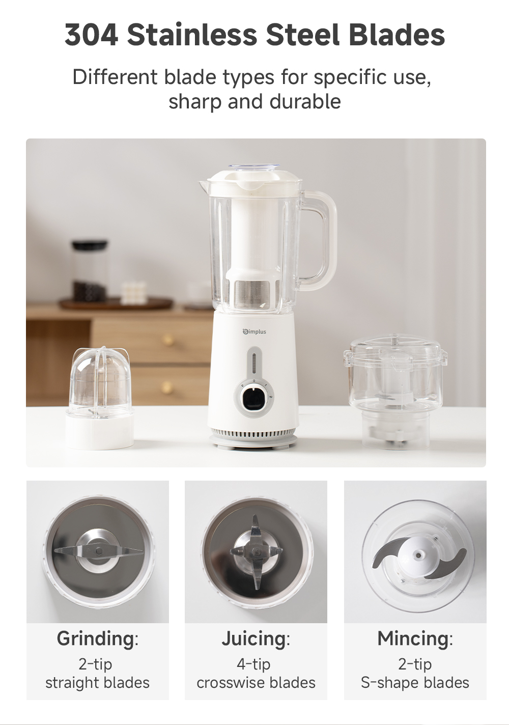 Simplus 3 in 1 Blender And Food Processor For Kitchen For Smoothies ...