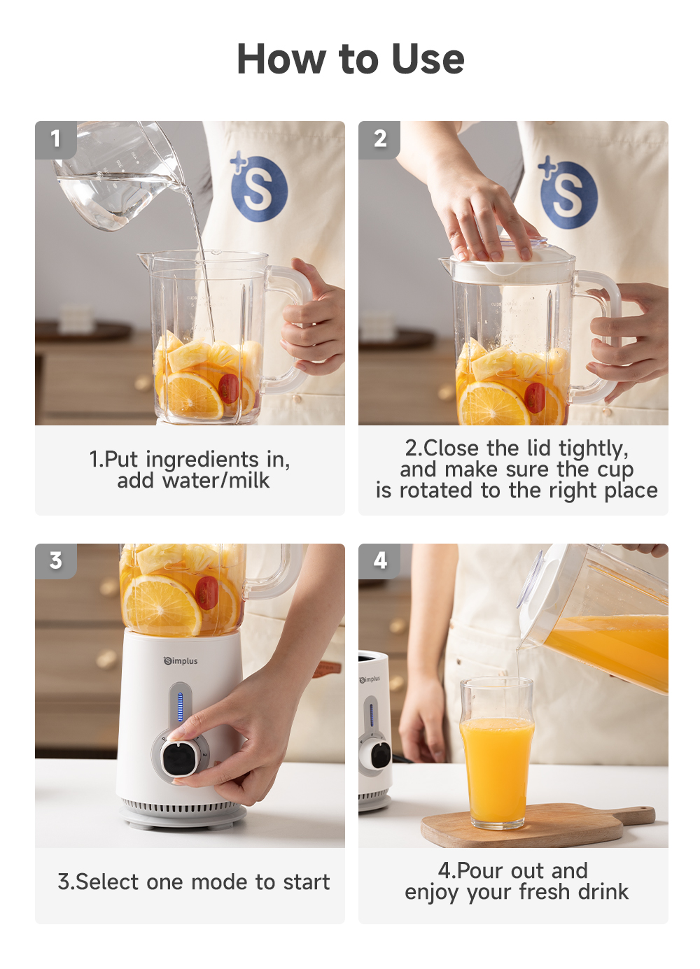 Simplus 3 in 1 Blender And Food Processor For Kitchen For Smoothies ...