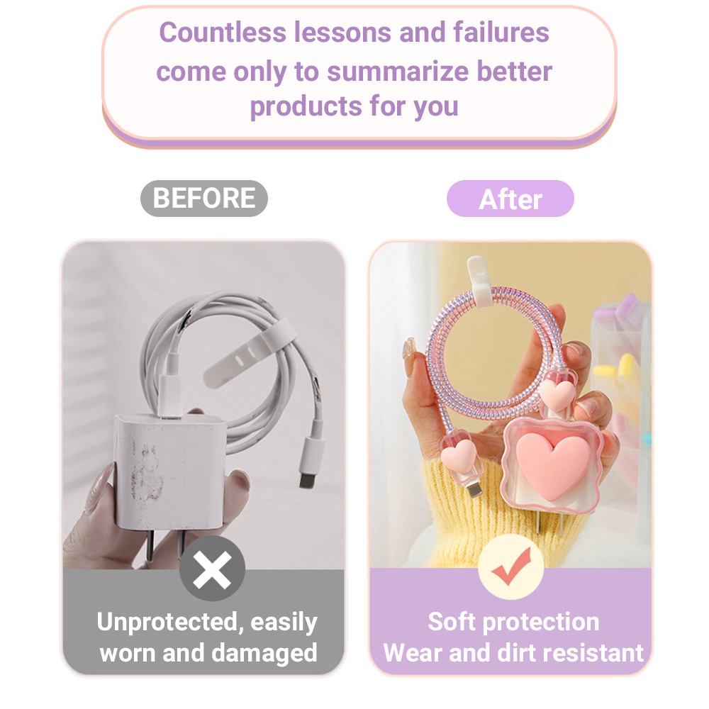 New "Heart" Style Transparent Charger Protective Case for iP 18W 20W ...