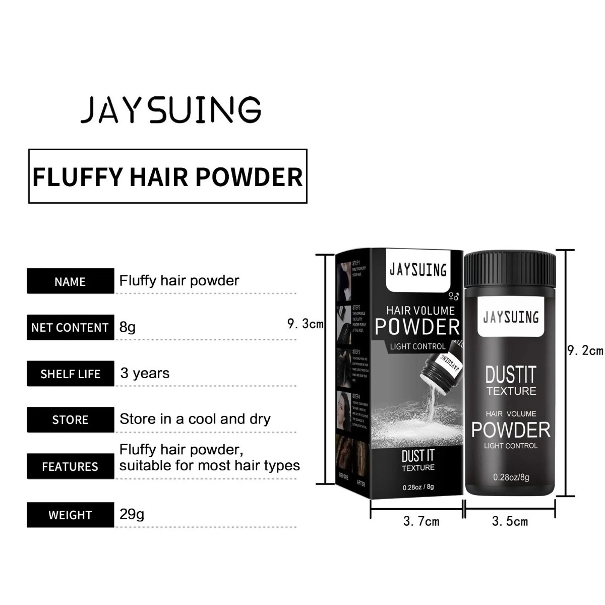 Jaysuing Fluffy Hair Powder Mattifying Powder Finalize Increase Hair ...