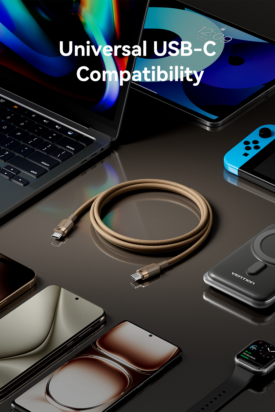 Vention 240W Ultra High Speed Charging Cable USB-C to USB-C 5A High ...