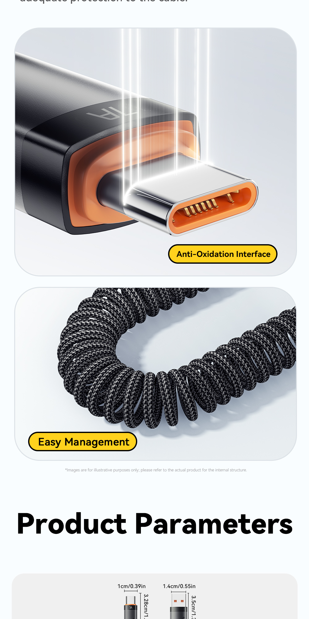 Essager 7A High Current USB-A To Type-C Spring Cable Car Charging Data ...