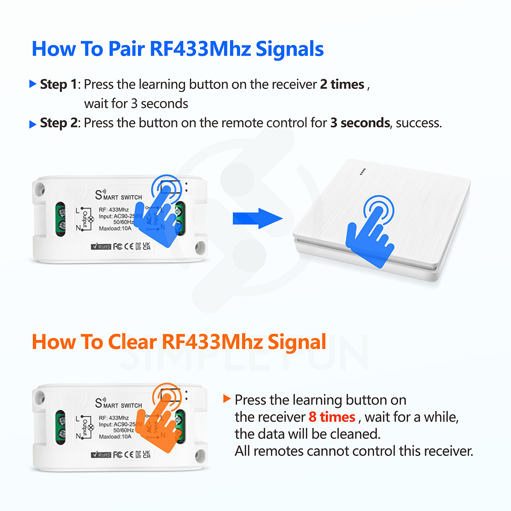 RF 433Mhz Wireless switch,remote control switch,smart switch Relay for ...