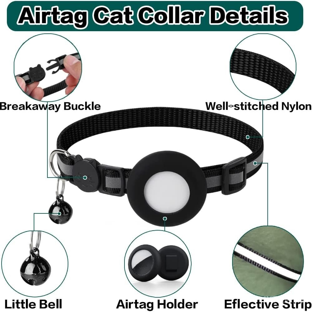 Airtag Cat Collar Breakaway, Reflective Kitten Collar with Air Tag ...