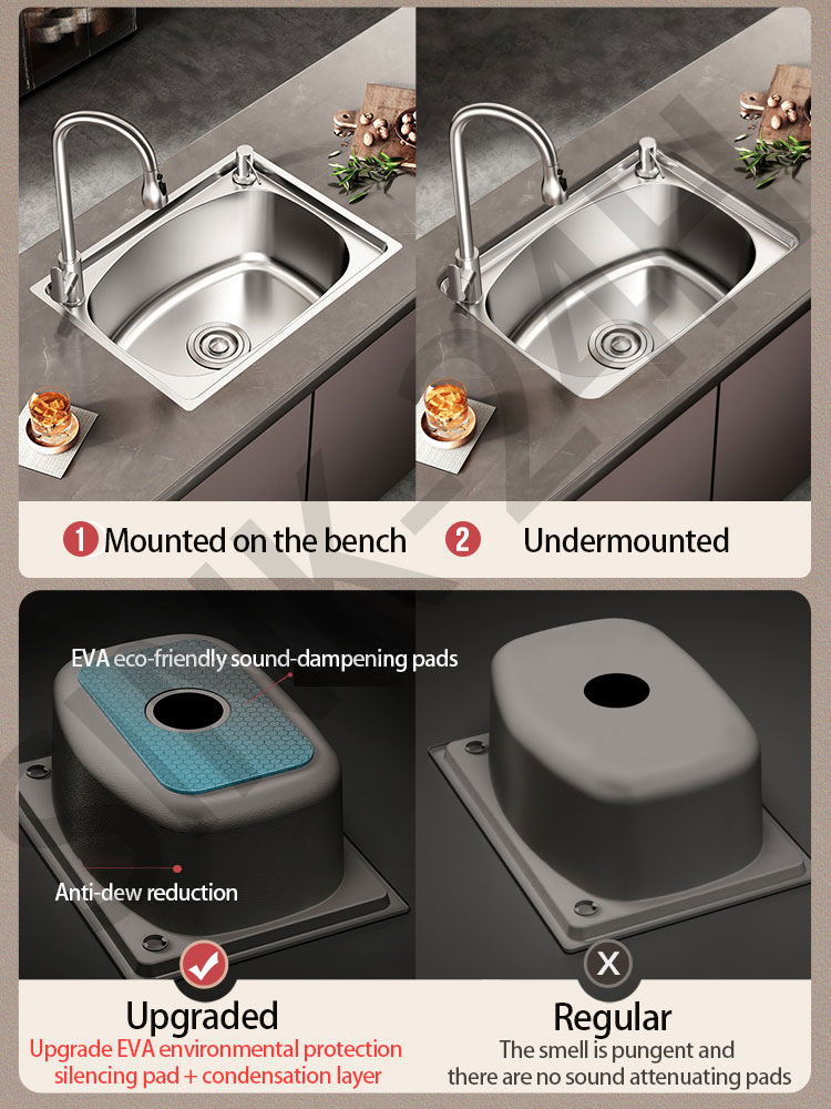 【24-hour fast delivery 】 58*42cm 304 kitchen sink Embedded Installation ...