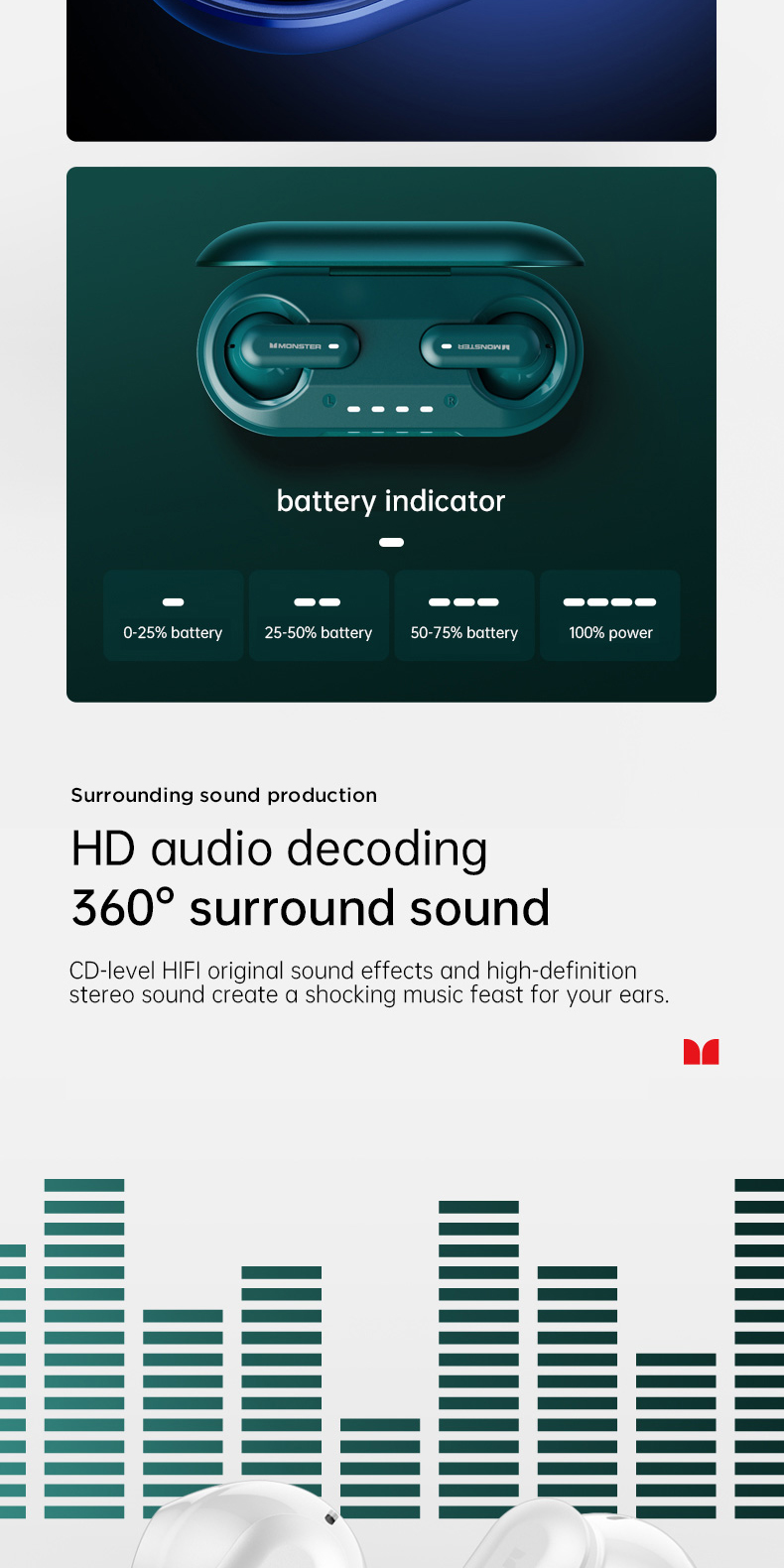 Monster Original XKT25 TWS Earphones Wireless Bluetooth 5.4 Headset ...