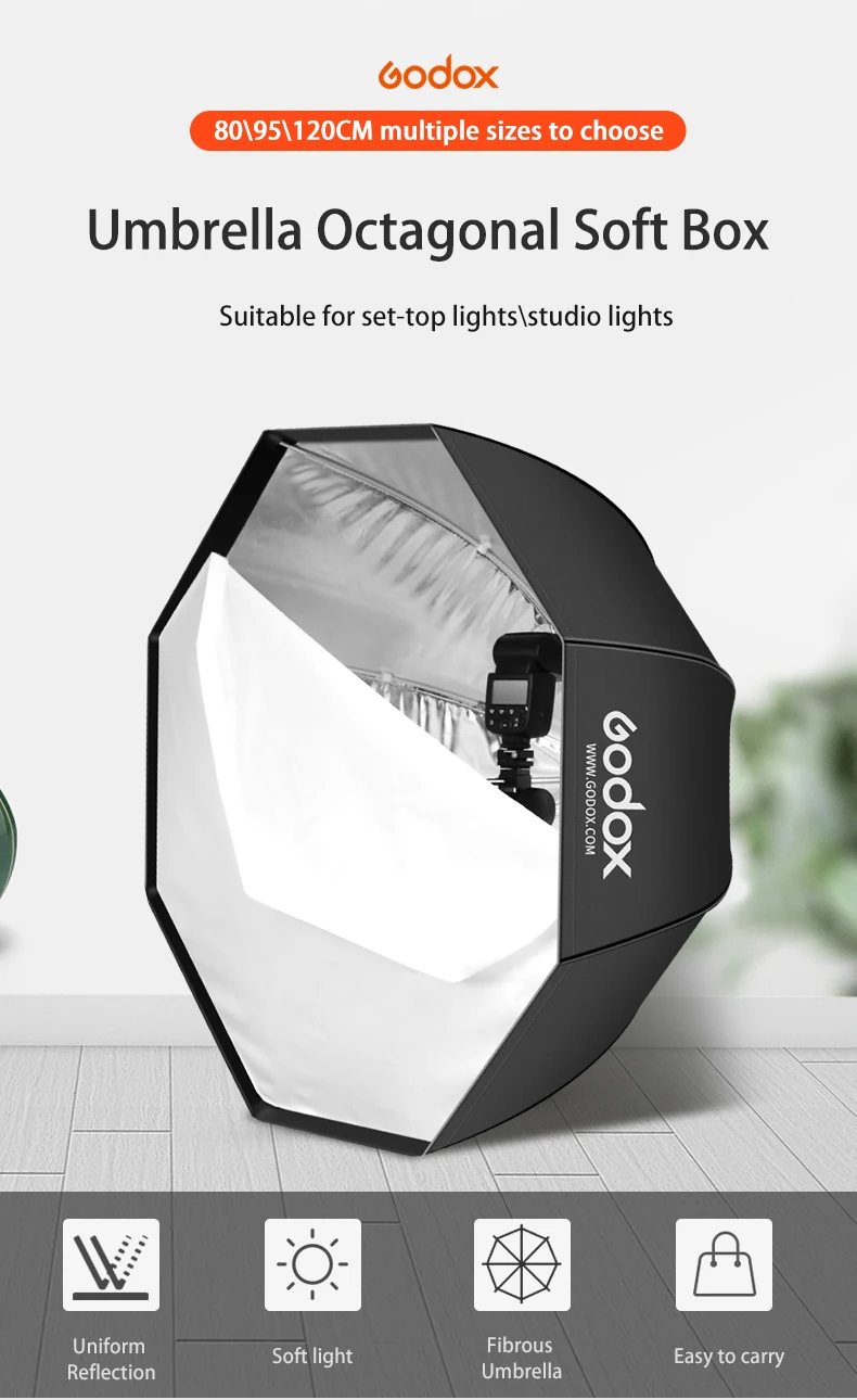 Godox Softbox Octagon 120cm 95cm 80cm Umbrella Flash Diffuser With ...