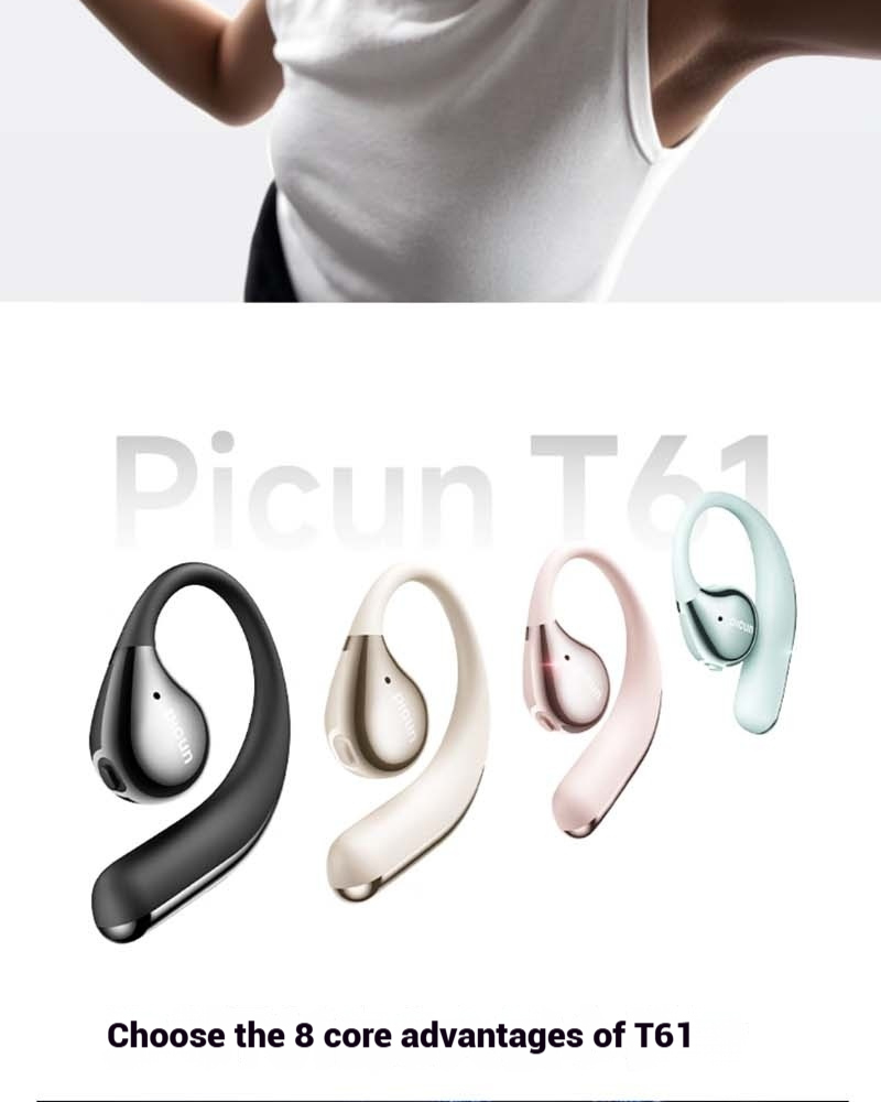 Picun T61 Bone conduction Bluetooth earphones Open true wireless motion noise cancellation ...