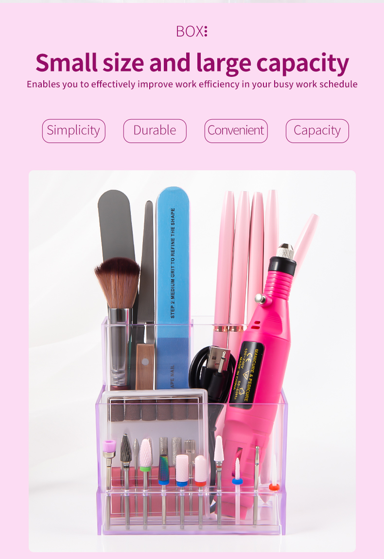 Empty Nail Drill Machine Organizer Box - Plastic Storage Rack for Nail ...