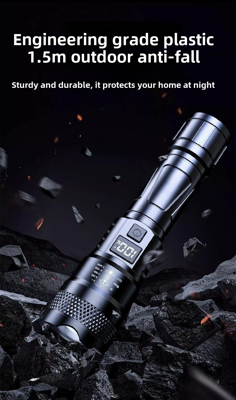 Explosive Strong Light Telescopic Flashlight LED Outdoor Lighting USB ...