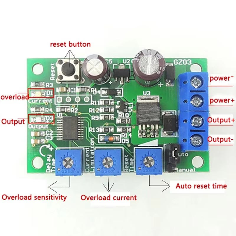6V12V24V10A DC motor overcurrent protector blocked-rotor overload ...