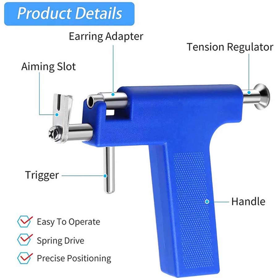 Professional Ear Piercing Tool Kit with 24 Ear Studs and 10 Crown ...