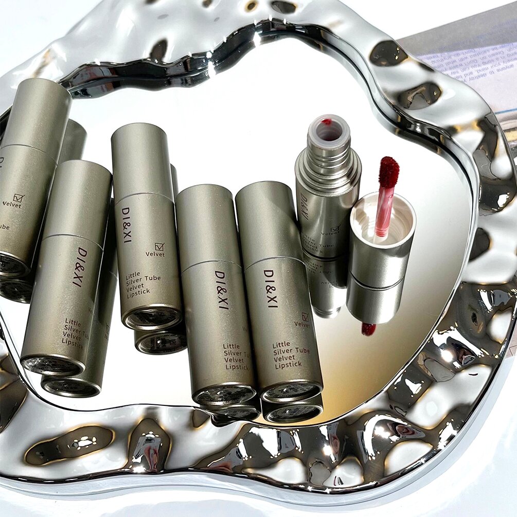 Silver Tube Lip Glaze Velvet Matte Whitening Lip Mud Lasting Color ...